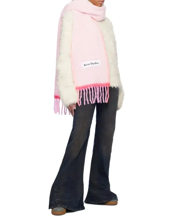 Acne Studios Logo Patch Fringed-edge Scarf