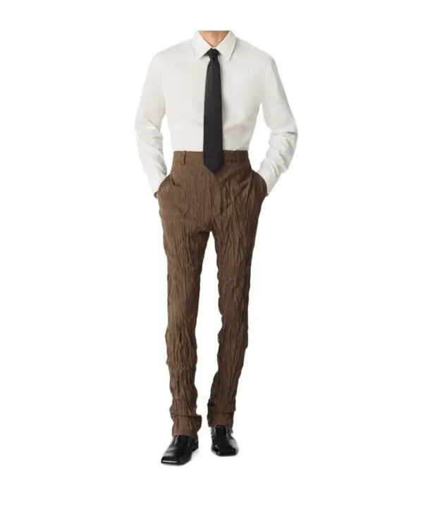 Bottega Veneta Crushed Wool Slim Trousers