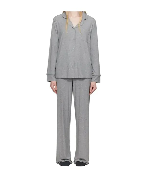 SKIMS Long Sleeve Button Pajama Set - Gray