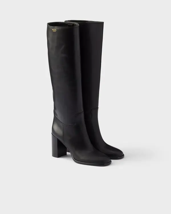 Prada Leather Knee High Boots