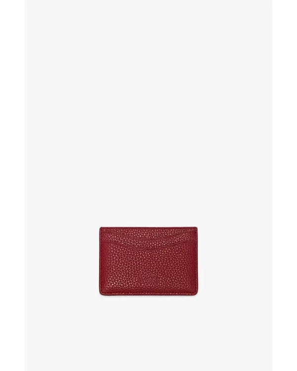 GANNI Bou Card Holder In Grained - Red