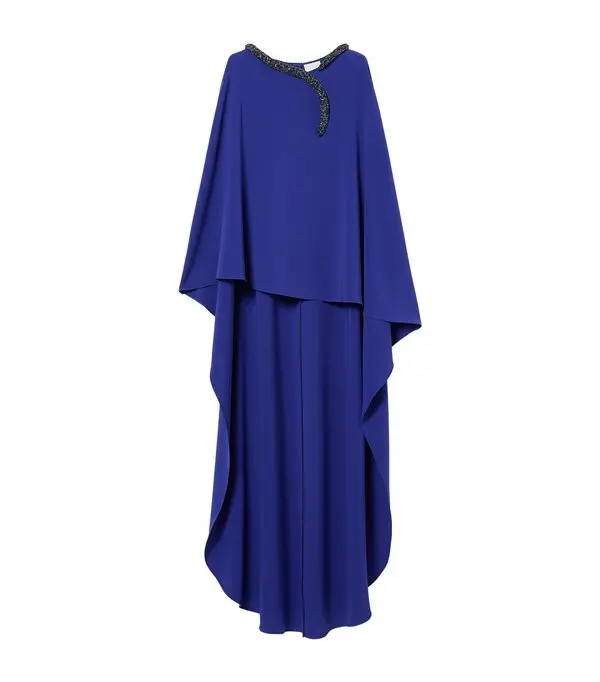 Marina Rinaldi X Tony Ward Embellished-neck Maxi Dress - Blue