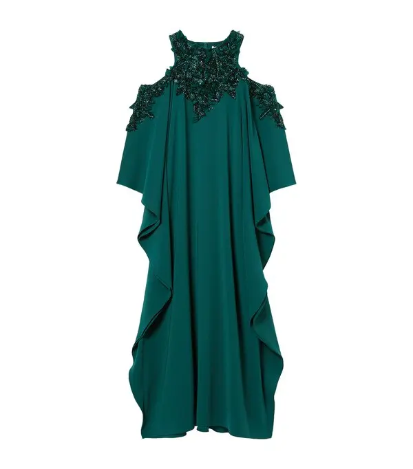 Marina Rinaldi X Tony Ward Embellished Cold-shoulder Maxi Dress - Clear