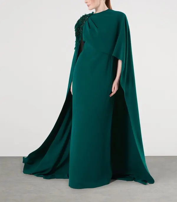 Marina Rinaldi X Tony Ward Embellished Gown With Cape