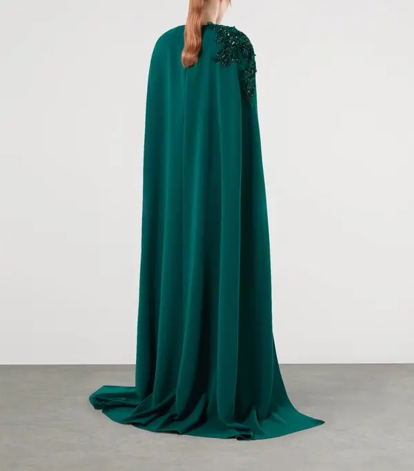 Marina Rinaldi X Tony Ward Embellished Gown With Cape