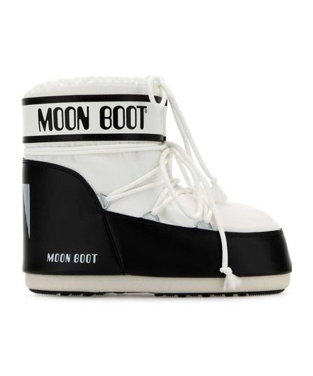 Moon Boot Icon Logo Printed Lace-up Boots - White