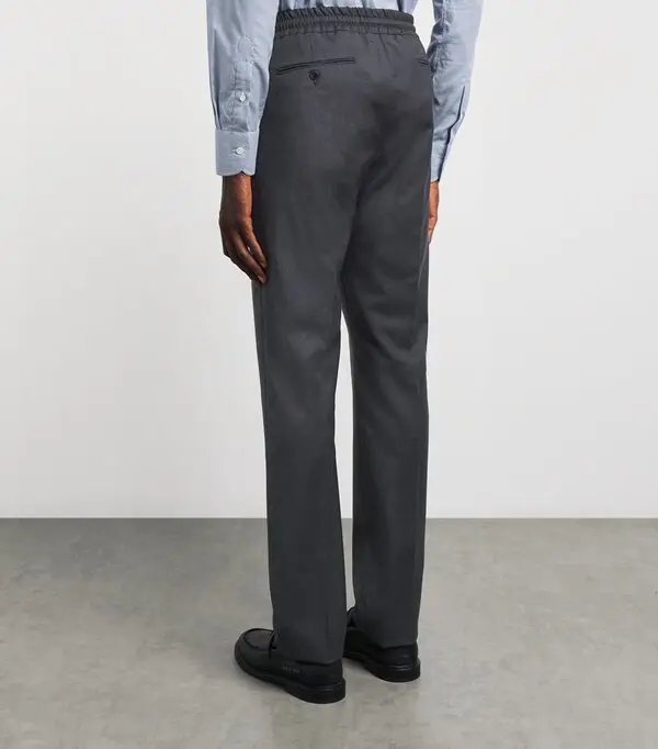 Pal Zileri Stretch-virgin Wool Drawstring Trousers - Grey
