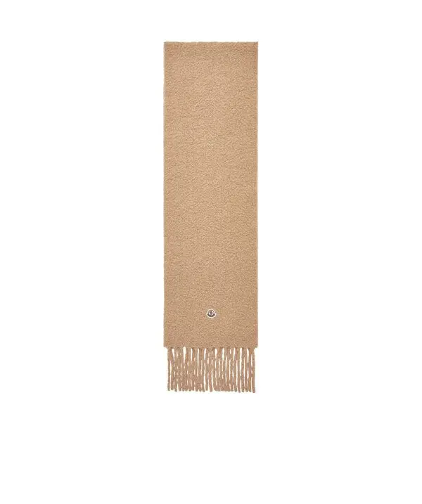 Moncler Logo Patch Brushed Fringed Scarf