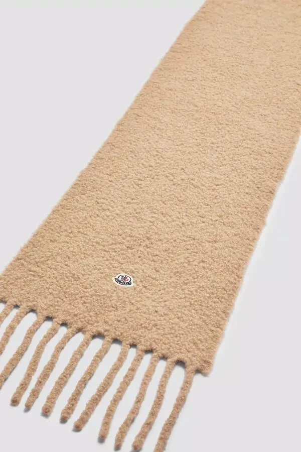 Moncler Logo Patch Brushed Fringed Scarf