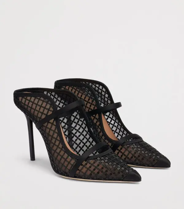 MALONE SOULIERS Sequin Mesh Maureen Heeled Mules 100