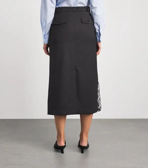 Sandro Lace-detail Midi Skirt
