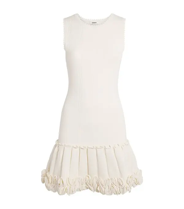 Sandro Knitted Floral-detail Mini Dress