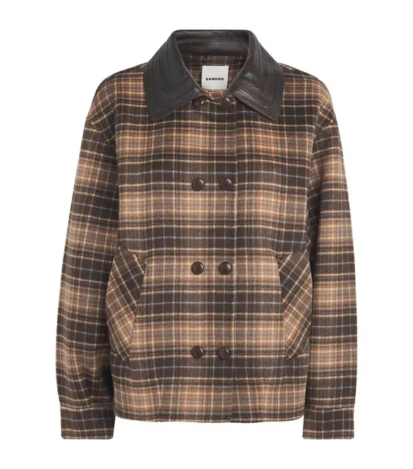 Sandro Wool-blend Oversized Check Coat