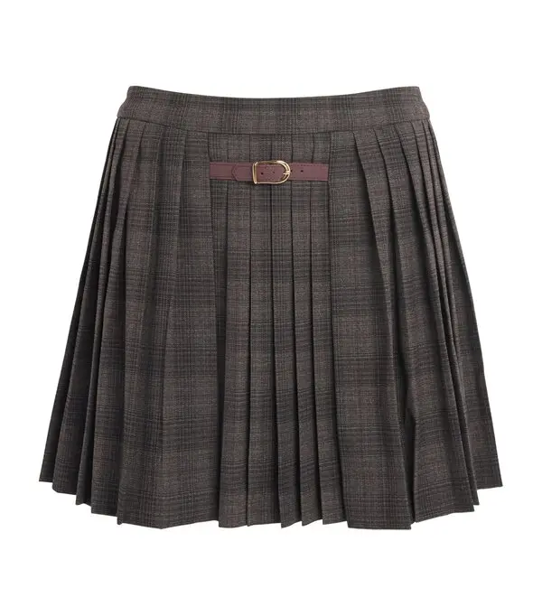 Sandro Check Pleated Mini Skirt - Black