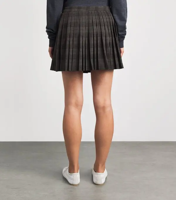 Sandro Check Pleated Mini Skirt - Black