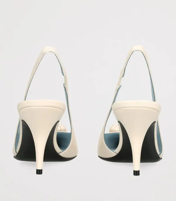 Valentino Garavani Leather Coeur Royal Slingback Pumps 75 - Ivory