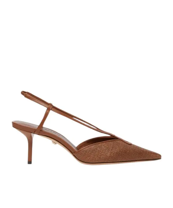 Max Mara Pointed Toe Slingback Pumps - Amber Brown