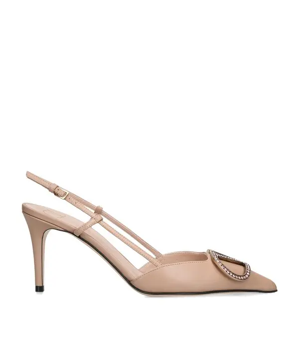 Valentino Garavani Leather Vlogo Slingback Pumps 80