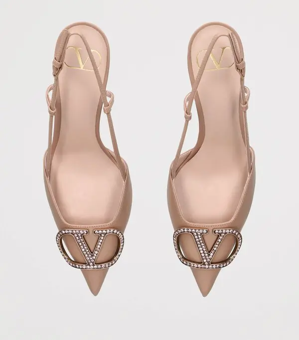 Valentino Garavani Leather Vlogo Slingback Pumps 80