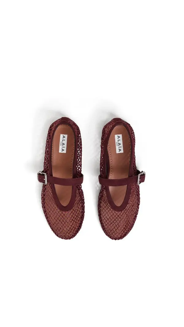 Alaïa Mesh Ballet Flats - Red