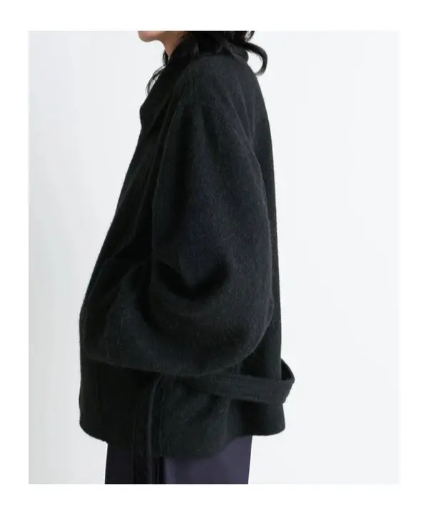 LEMAIRE Long-sleeved Belted Short Coat - Black