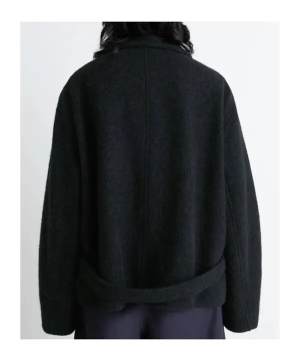 LEMAIRE Long-sleeved Belted Short Coat - Black