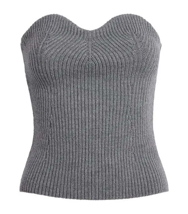 JIL SANDER Wool-blend Bustier Top - Grey