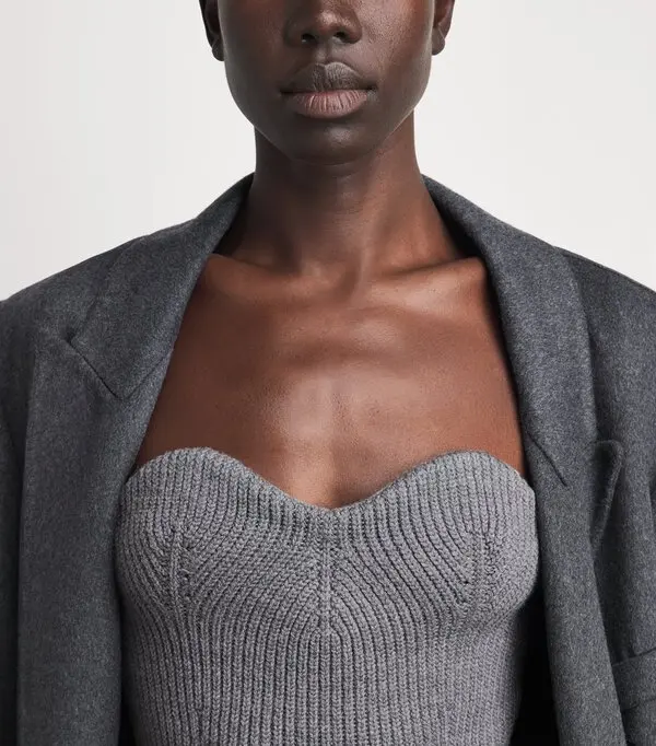 JIL SANDER Wool-blend Bustier Top