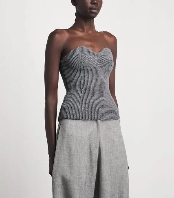 JIL SANDER Wool-blend Bustier Top