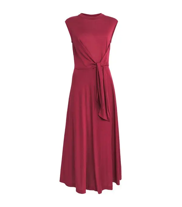 ME+EM Jersey Tie-front Midi Dress - Red