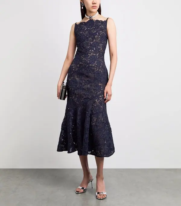 SELF-PORTRAIT Lace Sleeveless Midi Dress