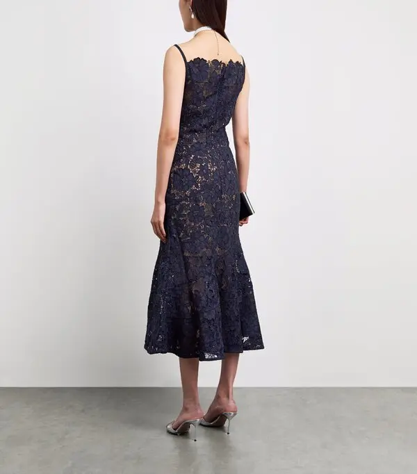 SELF-PORTRAIT Lace Sleeveless Midi Dress