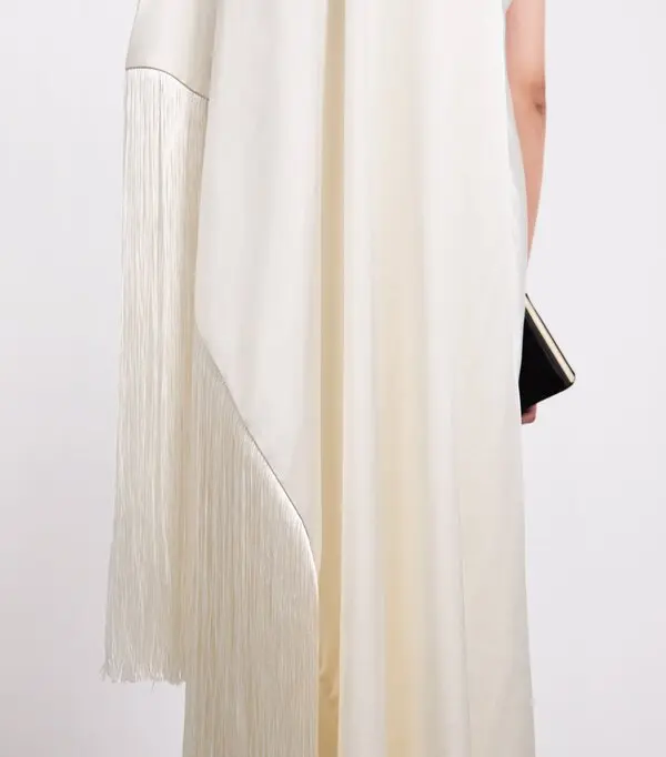 SELF-PORTRAIT Satin Fringe Maxi Dress