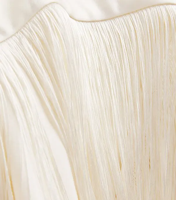 SELF-PORTRAIT Satin Fringe Maxi Dress