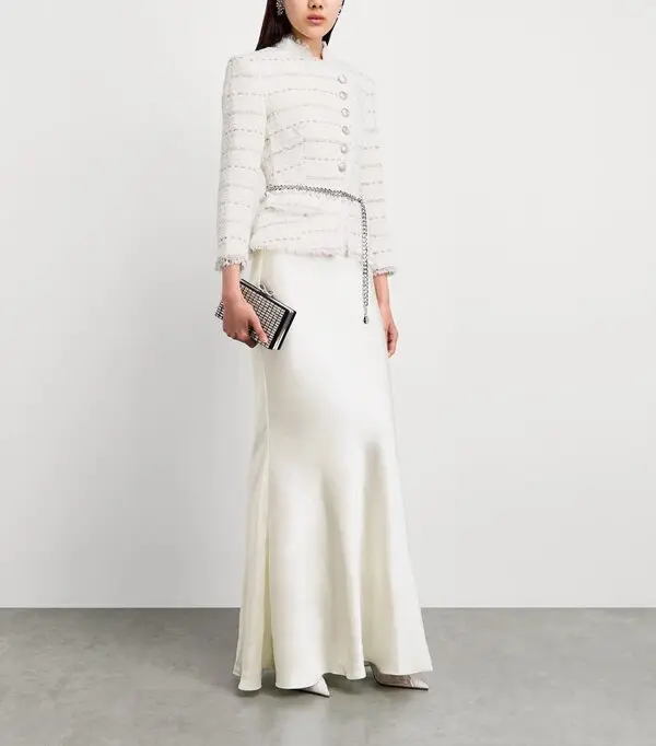 SELF-PORTRAIT Bouclé Satin Maxi Dress