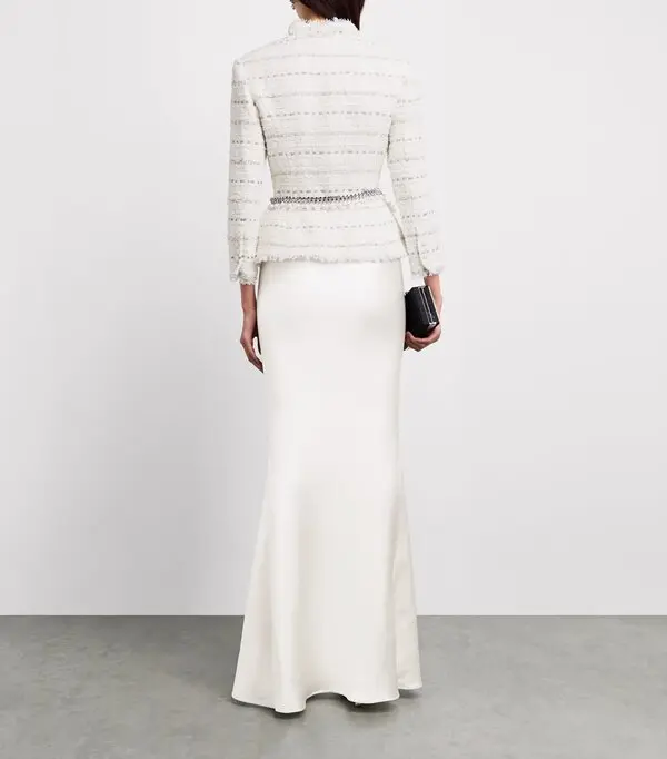SELF-PORTRAIT Bouclé Satin Maxi Dress
