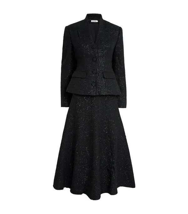 SELF-PORTRAIT Metallic Bouclé Midi Dress