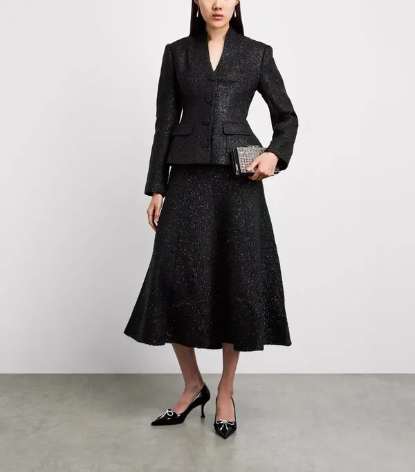 SELF-PORTRAIT Metallic Bouclé Midi Dress