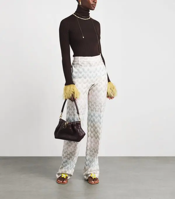 La DoubleJ Cashmere-silk Feather-trim Sweater