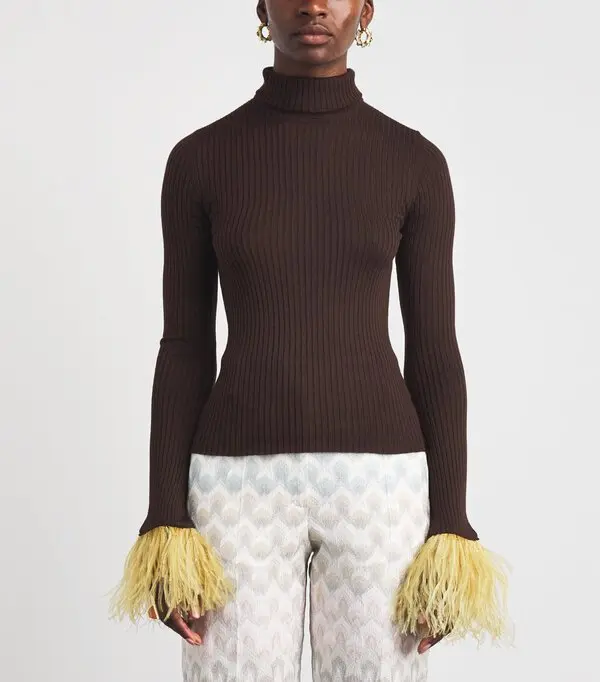 La DoubleJ Cashmere-silk Feather-trim Sweater