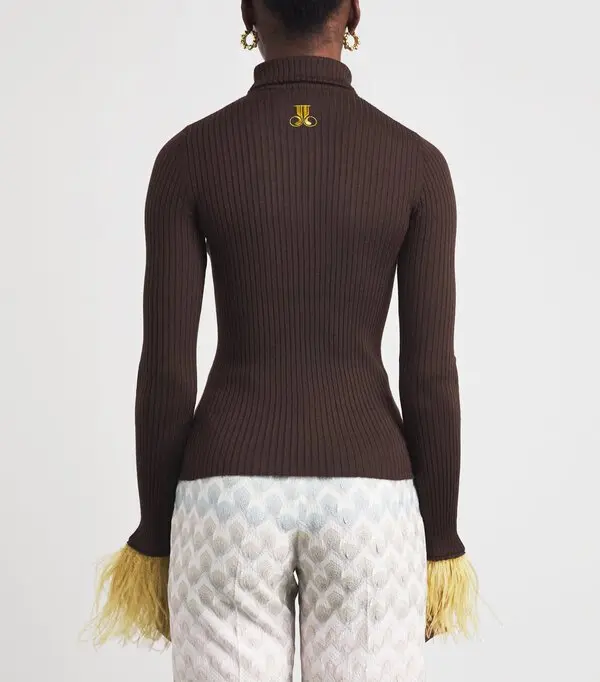 La DoubleJ Cashmere-silk Feather-trim Sweater