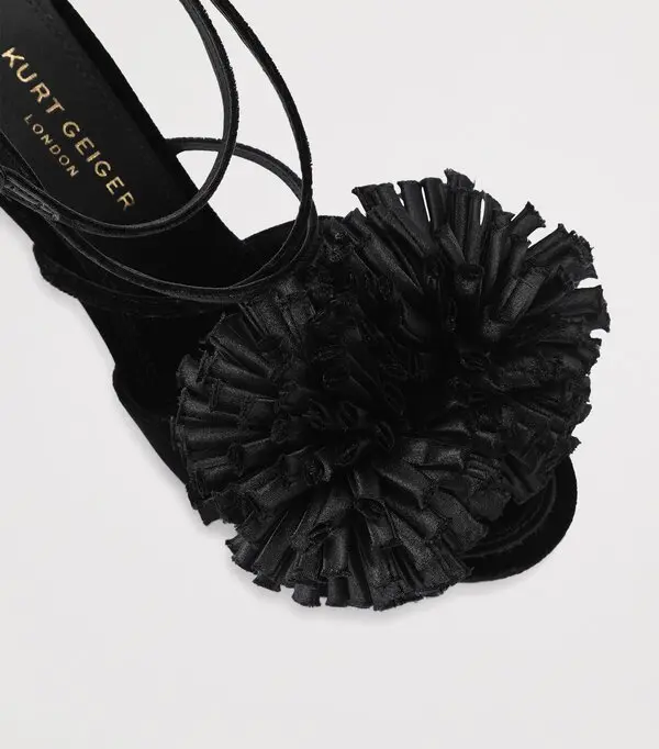 Kurt Geiger Velvet Pom Pom Heeled Sandals