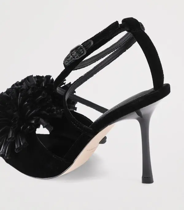 Kurt Geiger Velvet Pom Pom Heeled Sandals
