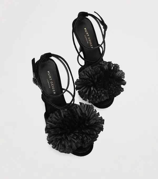 Kurt Geiger Velvet Pom Pom Heeled Sandals