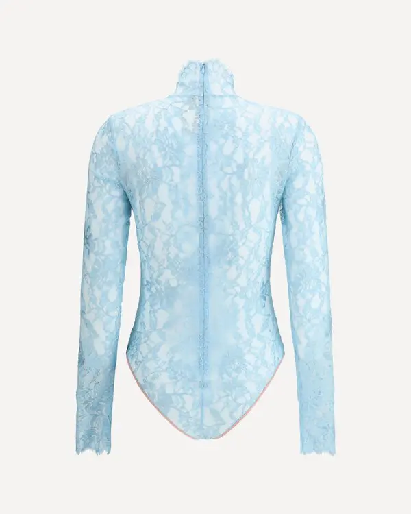 Valentino Garavani Lace Detailed Mock Neck Bodysuit