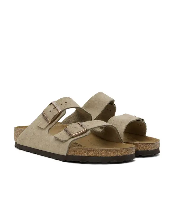 BIRKENSTOCK Arizona Calf-suede Slides - Nude