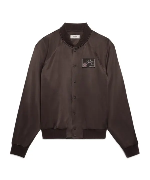 Celine Teddy Jacket In Viscose Satin - Noyer