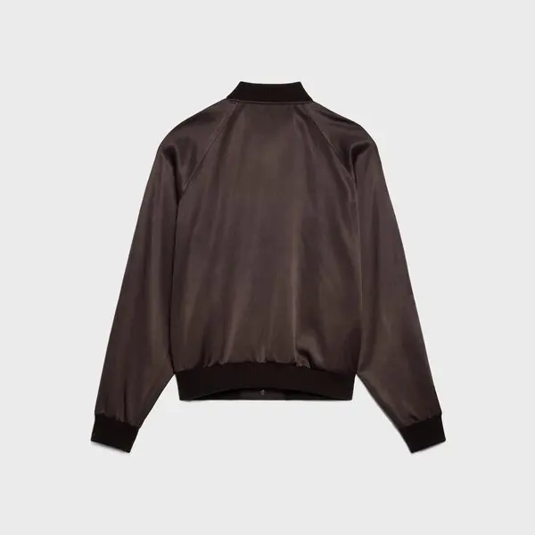 Celine Teddy Jacket In Viscose Satin - Noyer
