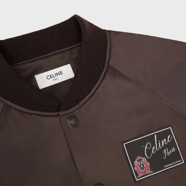 Celine Teddy Jacket In Viscose Satin - Noyer