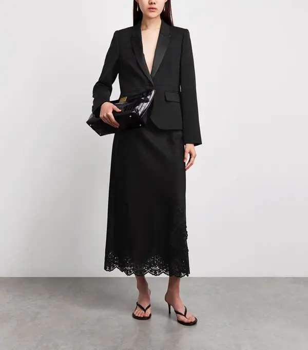 ME+EM Satin Lace-trim Maxi Skirt - Black